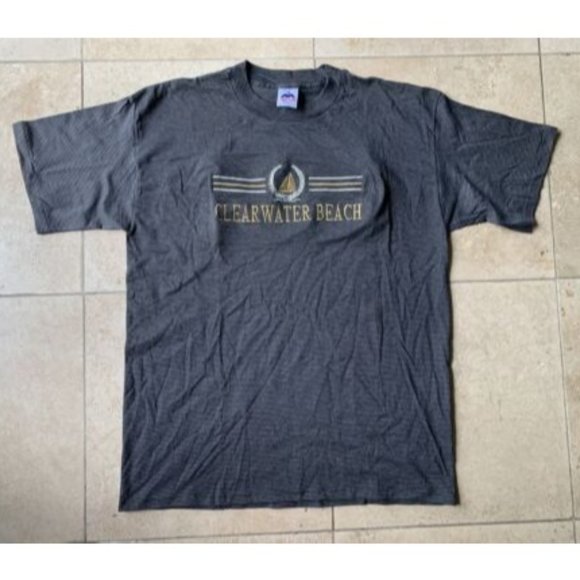 Vintage | Shirts | Vintage 9s Clearwater Beach T Shirt Florida Usa Grey ...